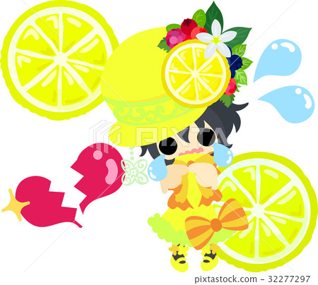 A girl who has been broken-hearted with a lemon... - Stock Illustration ...