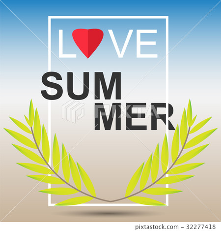 Love summer poster with text. vector illustration.-插圖素材 [32277418 ...