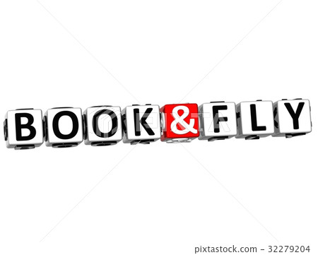 3D Book And Fly Button Click Here Block Text - Stock Illustration ...
