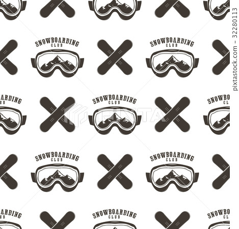 Snowboard seamless background. Winter ski pattern - Stock Illustration ...