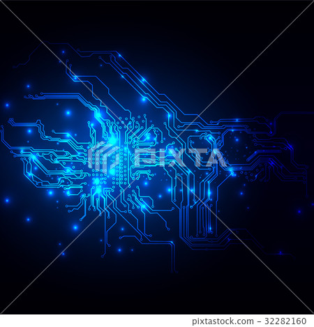 Abstract blue light circuit background technology-插圖素材 [32282160] - PIXTA圖庫