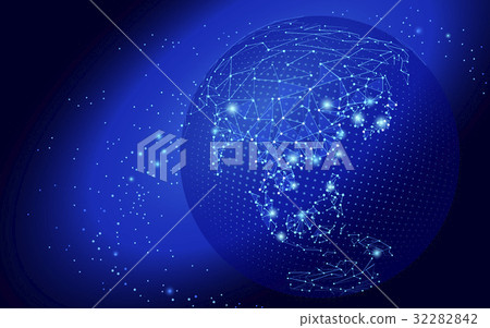 World map point, line glow - Stock Illustration [32282842] - PIXTA