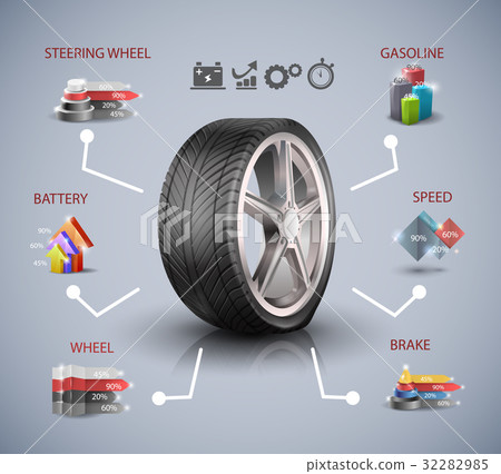Car wheel, infographic elements, Vector - Stock Illustration [32282985 ...