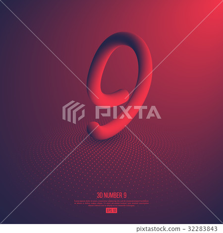 3d abstract hand drawn number 9.-插圖素材 [32283843] - PIXTA圖庫