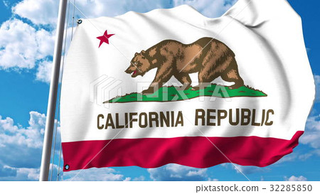 Waving flag of California. 3D rendering - Stock Illustration [32285850 ...
