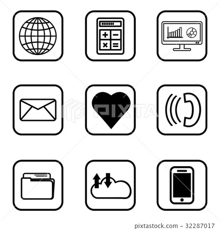 03 Services icons set on white background.-插圖素材 [32287017] - PIXTA圖庫