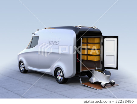 Dispatch automatic delivery robot with delivery... - Stock Illustration ...