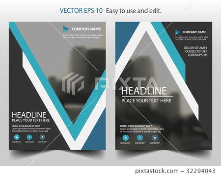 Blue triangle business Brochure Leaflet template - Stock Illustration ...