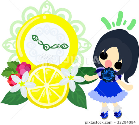 Illustration of a girl surprised watching lemon... - Stock Illustration ...