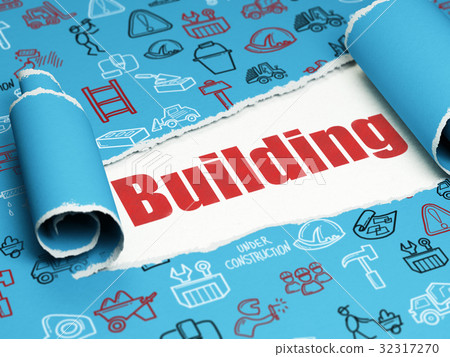 Constructing concept: red text Building under the - Stock Illustration ...