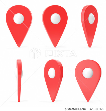 Red set map pointer isolated on white background - Stock Illustration ...