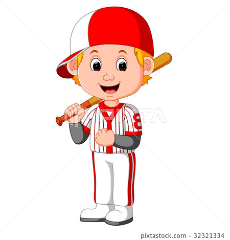 Cartoon boy playing baseball - Stock Illustration [32321334] - PIXTA
