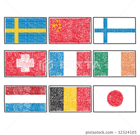 set flags of the world icon in cartoon - Stock Illustration [32324105 ...