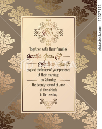 Vintage baroque style wedding invitation card - Stock Illustration ...