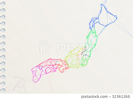 An artistic Japanese map drawn on paper - Stock Illustration [32361268 ...
