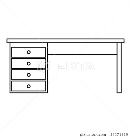 Wooden office desk icon outline - Stock Illustration [32371519] - PIXTA