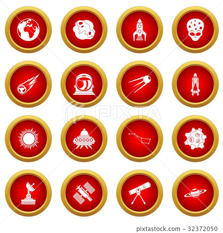 Space icon red circle set - Stock Illustration [32372050] - PIXTA