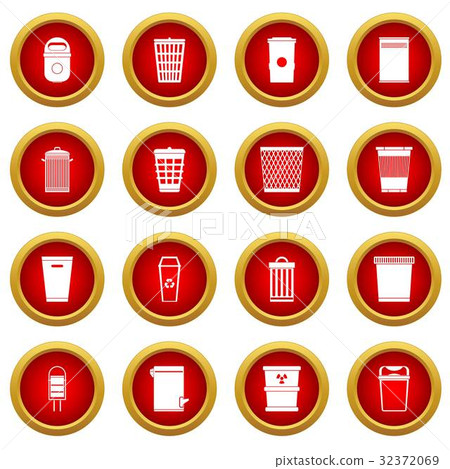 Trash can icon red circle set - Stock Illustration [32372069] - PIXTA