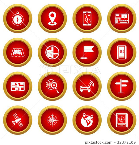 Navigation icon red circle set - Stock Illustration [32372109] - PIXTA