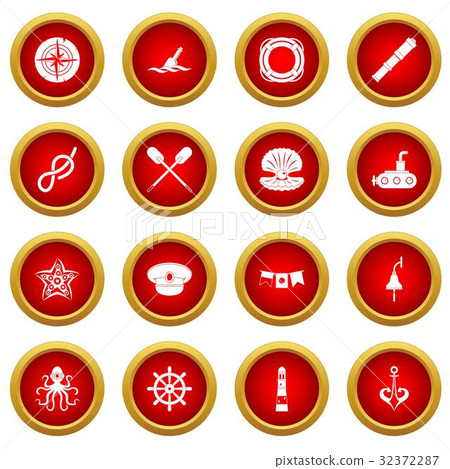 Nautical icon red circle set - Stock Illustration [32372287] - PIXTA