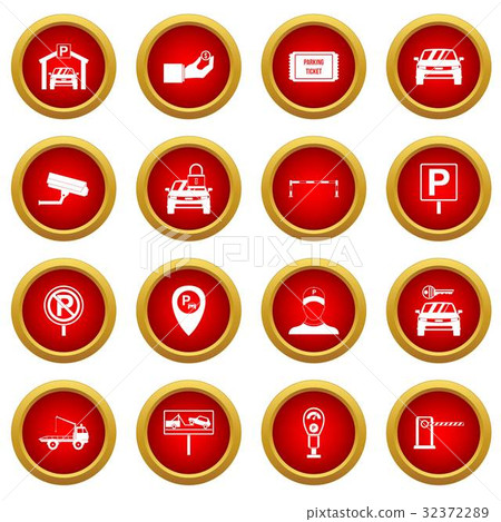 Parking set icon red circle set - Stock Illustration [32372289] - PIXTA