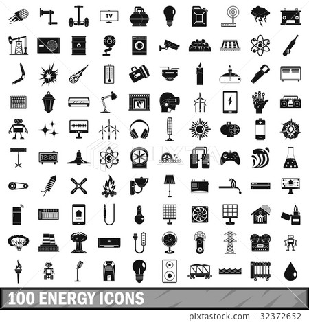 100 energy icons set, simple style - Stock Illustration [32372652] - PIXTA