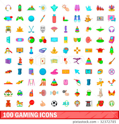 100 gaming icons set, cartoon style - Stock Illustration [32372785] - PIXTA
