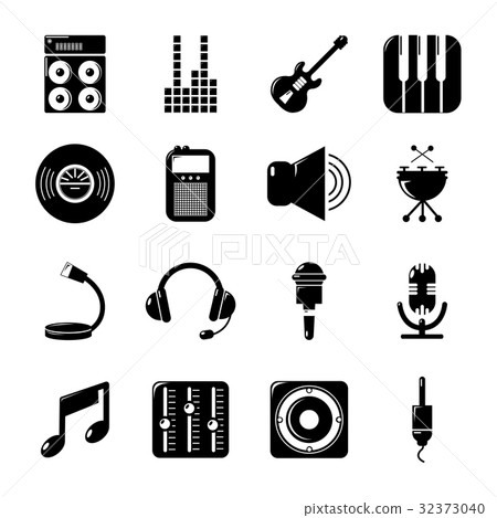 Recording studio symbols icons set, simple style - Stock Illustration ...