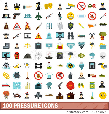 100 pressure icons set, flat style - Stock Illustration [32373074] - PIXTA