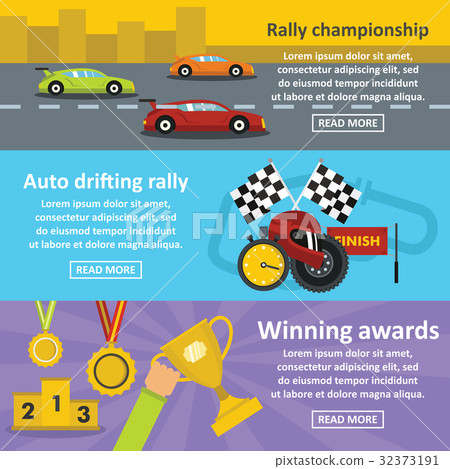 Racing auto banner horizontal set, flat style - Stock Illustration ...