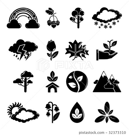 Nature icons set symbols, simple style - Stock Illustration [32373310 ...