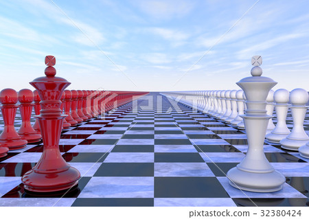 Chess field with figures of kings leaders of troop - Stock Illustration ...