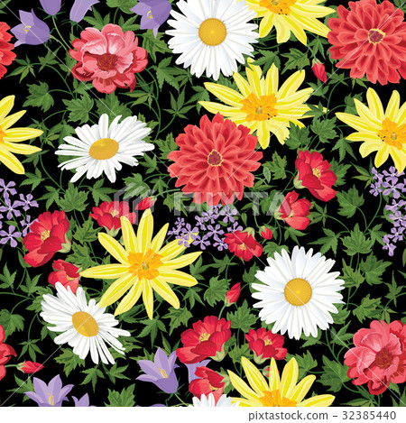Floral garden seamless pattern. Flower background - Stock Illustration ...