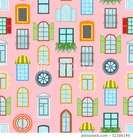 Cartoon Windows Background Pattern. Vector - Stock Illustration ...