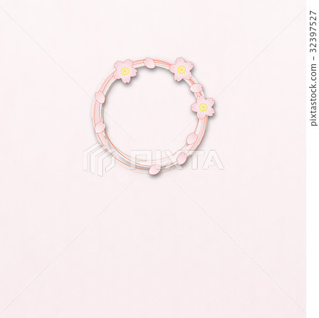 Cherry tree circle (background material) _ Pink... - Stock Illustration ...