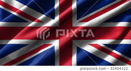 United Kingdom flag painting on wave cotton fabric - Stock Illustration ...