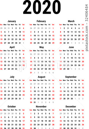 Calendar for 2020 - Stock Illustration [32406484] - PIXTA