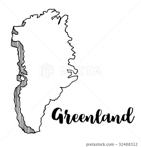 Hand drawn of Greenland map, vector illustration - Stock Illustration ...