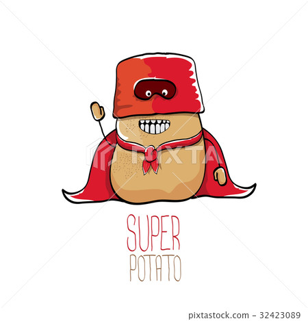 vector funny cartoon cute brown super potato - Stock Illustration ...