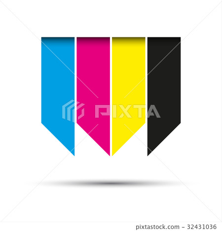 Vector hanging ribbons in cmyk colors with shadows - Stock Illustration ...