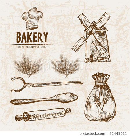 Digital vector detailed line art bakery - Stock Illustration [32445911 ...