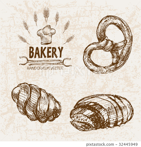 Digital vector detailed line art bakery - Stock Illustration [32445949 ...