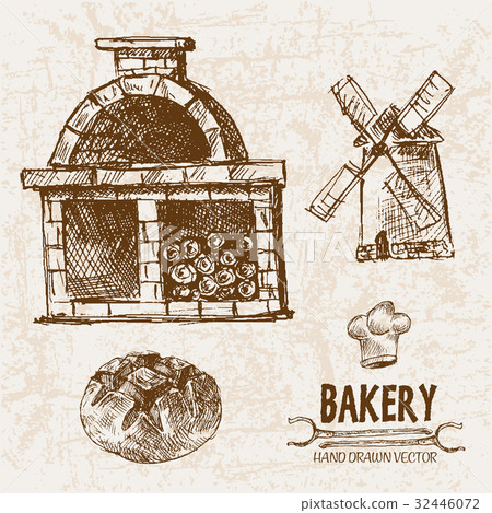 Digital vector detailed line art bakery - Stock Illustration [32446072 ...