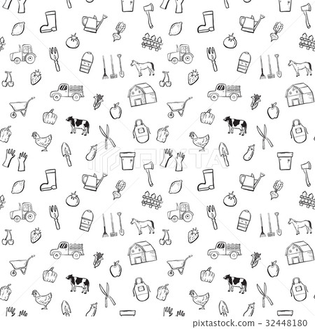 farm seamless pattern background set - Stock Illustration [32448180 ...