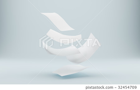 Group of flying 3d white papers. 3D rendering - Stock Illustration ...