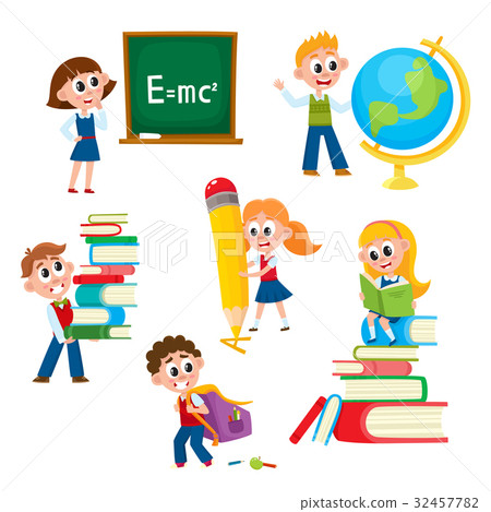 Cartoon, comic kids, children at school - Stock Illustration [32457782 ...