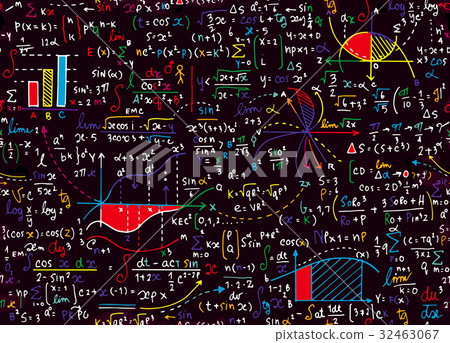 Math education pattern with handwritten formulas - Stock Illustration ...