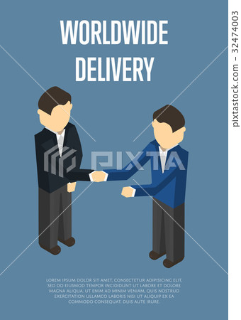 Worldwide delivery isometric banner - Stock Illustration [32474003] - PIXTA