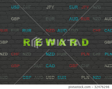 Finance concept: Reward on wall background - Stock Illustration ...