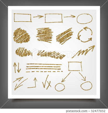 Hand drawn gold design elements. - Stock Illustration [32477832] - PIXTA